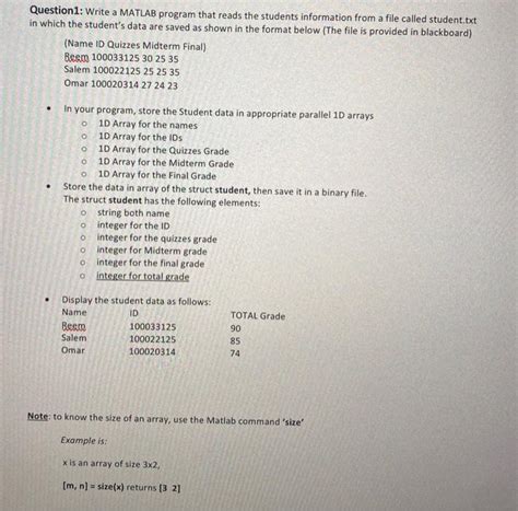 Solved Question1 Write A Matlab Program That Reads The