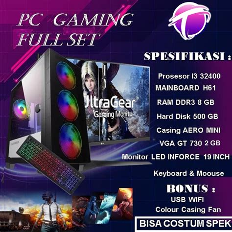 Jual Pc Gaming Komputer Rakitan Cpu Full Set Murah Core I Fullset Jutaan Siap Pakai