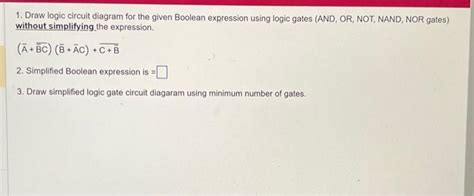 solved 1 draw logic circuit diagram for the given boolean
