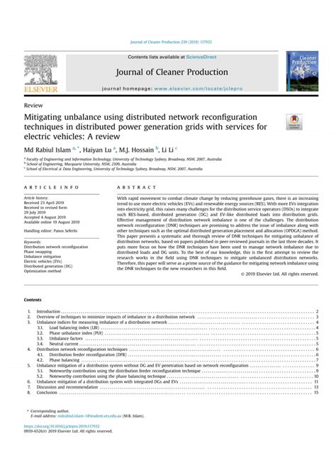 Pdf Mitigating Unbalance Using Distributed Network Reconfiguration Techniques In Distributed