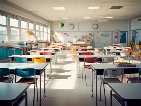 Premium Ai Image A Classroom With A Clock On The Wall And A Clock On