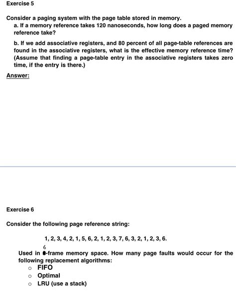 Solved Exercise Consider A Paging System With The Page Chegg
