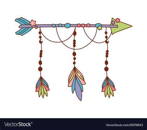 Isolated Boho Arrow With Feathers Design Vector Image