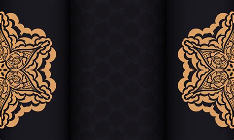 고급 장식과 텍스트와 로고를위한 장소와 검은 벡터 배너 빈티지 패턴엽서 인쇄 디자인 용 템플릿 0명에 대한 스톡 벡터 아트 및