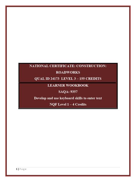 Saqa 9357 Learner Workbook Pdf Computer Keyboard Cognitive