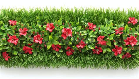 Beautiful Artificial Grass Wall Covering With Red Flower Design Viewed