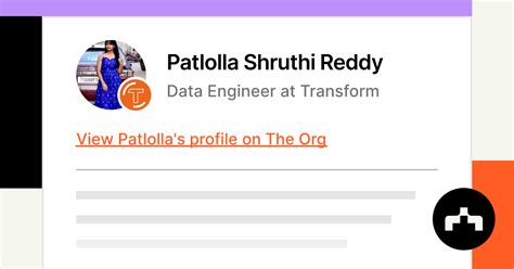 Patlolla Shruthi Reddy Data Engineer At Transform The Org