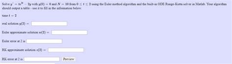 Solved Solve Y Te3t 2y With Y0 0 And N 10 From 0