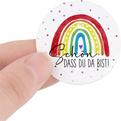 120 Stk 4cm Schön Dass Du Da Bist Aufkleber Rund Selbstklebend Sticker