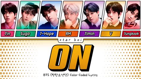 Bts 방탄소년단 On Color Coded Lyrics Eng Rom Han 가사 Bts On Color Coded Lyrics Original