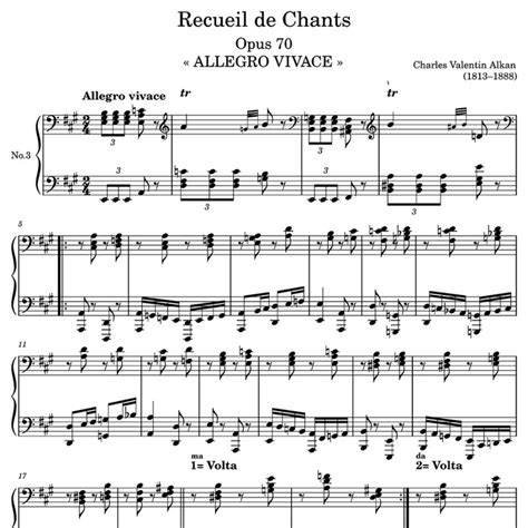 ALLEGRO VIVACE Recueil De Chants Opus Piano Charles Valentin Alkan Tutorial Piano