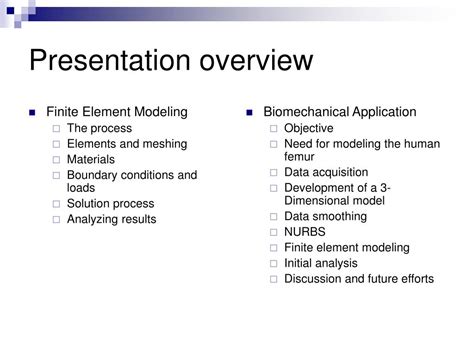 PPT Finite Element Modeling And Analysis With A Biomechanical Application PowerPoint