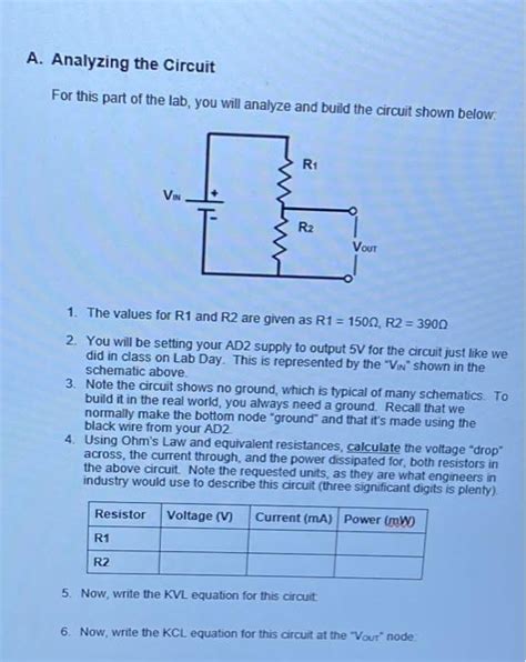 Solved A Analyzing The Circuit For This Part Of The Lab Chegg