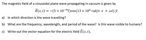 Solved The Magnetic Field Of A Sinusoidal Plane Wave