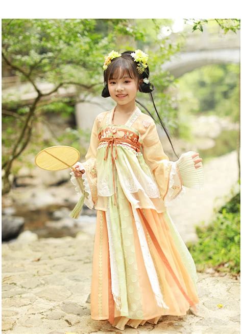 初立原创改良汉服女童装亲子装夏季小桃天连衣裙中国风儿童汉服裙 天猫 花瓣网