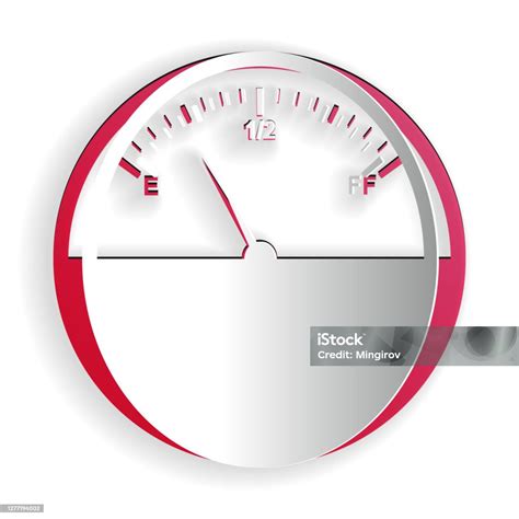 흰색 배경에 격리된 용지 절단 연료 게이지 아이콘 전체 탱크 종이 아트 스타일 벡터 0명에 대한 스톡 벡터 아트 및 기타 이미지 0명 3차원 형태 가득 찬 Istock