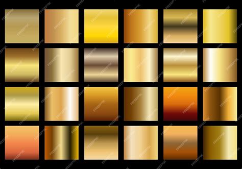 Premium Vector Collection Golden Backgrounds Set Of Gold Gradients Brass And Metal Gradient