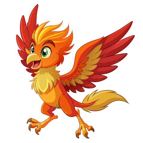 Clipart De Dessin Animé Vectoriel Amical Du Phénix Vecteur Premium Généré à Base Dia