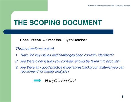 Summary Of Scoping Document And Feedback Ppt Download