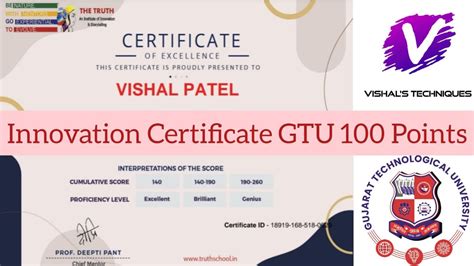 Innovation Certificate Creative Careers Design Thinking And Storytelling Done Gtu 100 Points