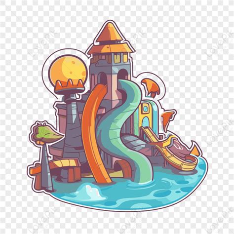 슬라이드가 있는 만화 물 성 벡터상표워터 파크 Png 일러스트 무료 다운로드 Lovepik