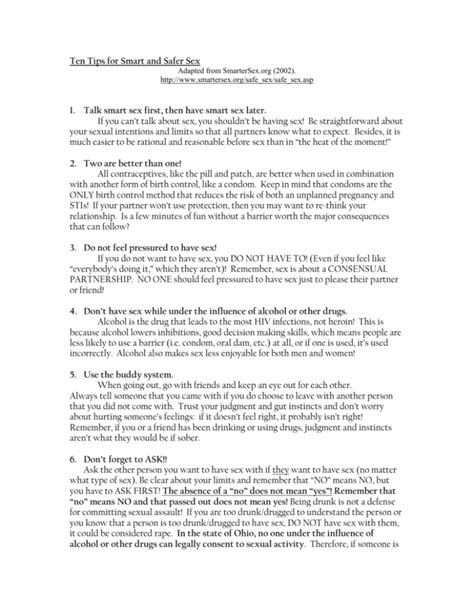 Ten Tips For Smart And Safer Sex