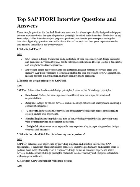 top sap fiori interview questions and answers pdf mobile app ios