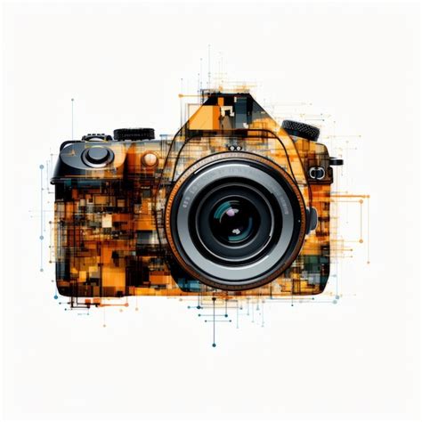 Premium Photo Camera Algorithmic Art On White Background