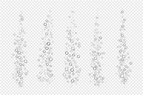 Fizzing 기포 액체 또는 끓는 물에서 가스를 호흡하는 3d 효과 투명한 배경에서 현실적인 수중 흐름 물 속의 산소 움직임