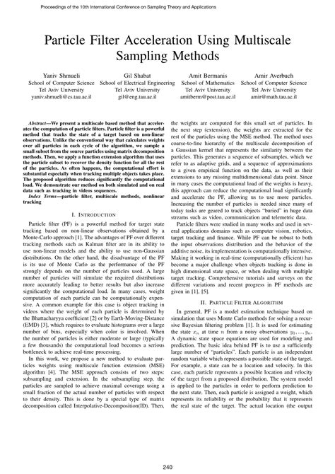 Particle Filter Acceleration Using Multiscale Sampling Methods Docslib