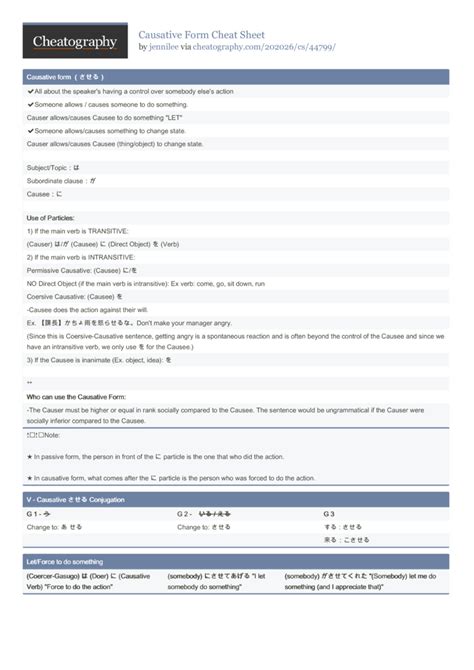 Causative Form Cheat Sheet By Jennilee Download Free From