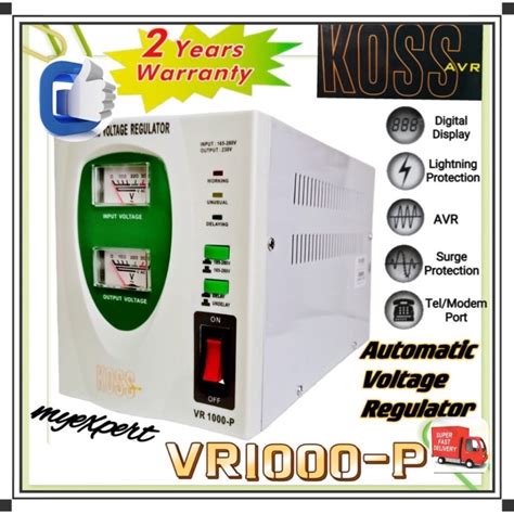 Hotdeal Koss Vr 1000p Heavy Duty Automatic Voltage Regulator 3 Uk Plug Surge Protector Power