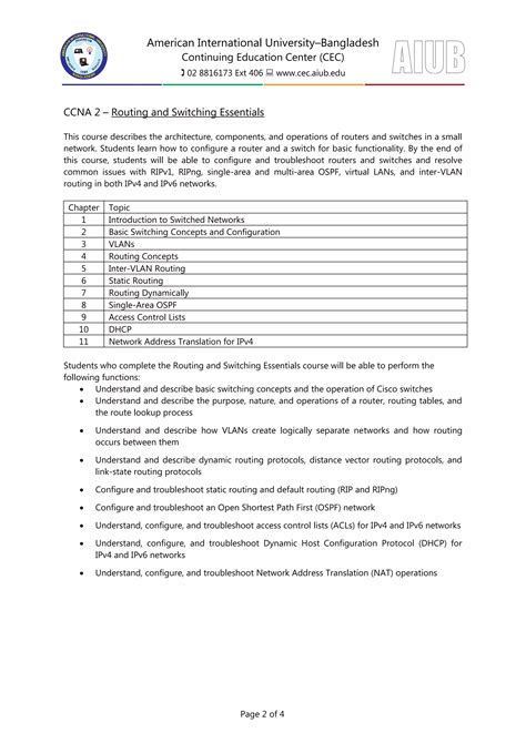 Ccna Routing And Switching Course Outline Pdf Computer Networking