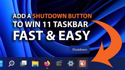 how to add a one click shutdown button to the windows 11 taskbar