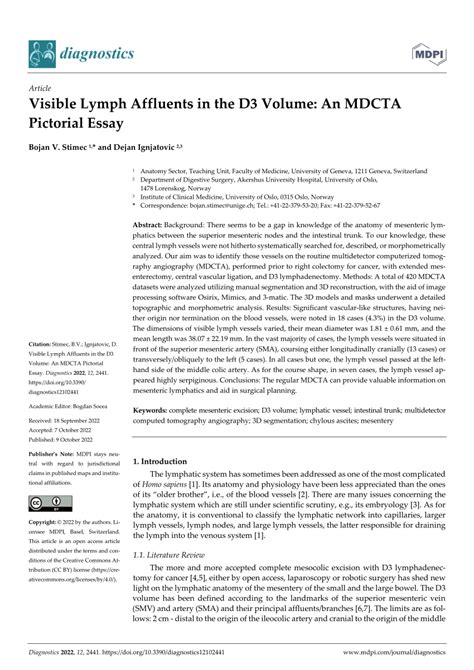 PDF Visible Lymph Affluents In The D3 Volume An MDCTA Pictorial Essay