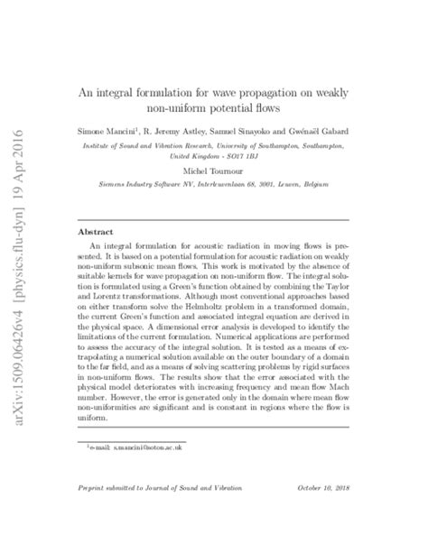 Pdf An Integral Formulation For Wave Propagation On Weakly Non