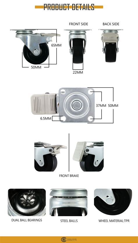 Cce Caster Small Caster Wheels 50mm For Furniture Equipment Buy 2 In Office Chair Caster