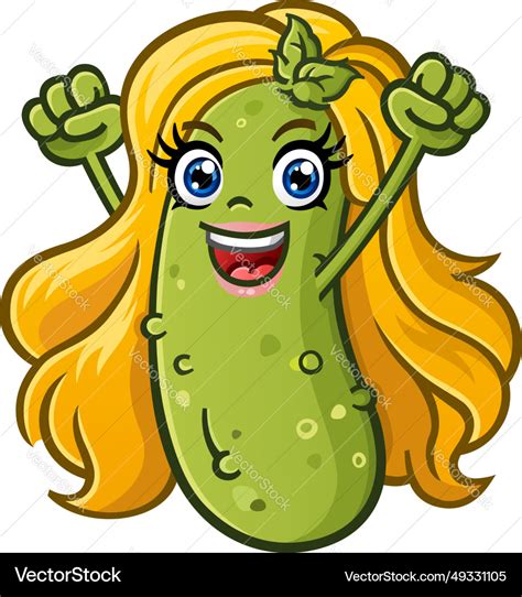 Cute Blonde Pickle Girl Cartoon Character Vector Image