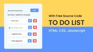 To Do List HTML CSS Javascript Coding Artist