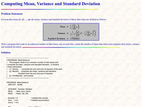 Computing Mean Variance And Standard Deviation Handout For 9th 10th