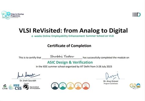 Vlsirevisited Summerschool Vlsi Employabilityenhancement Shubhi Yadav