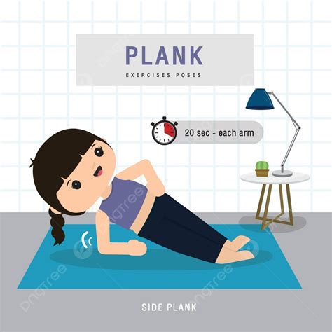 Woman Planking Exercise At Gym Home Vector Workout Lifestyle Active