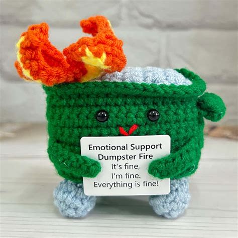 Crochet Emotional Support Dumpster Fire Amigurumiburning Trash Can