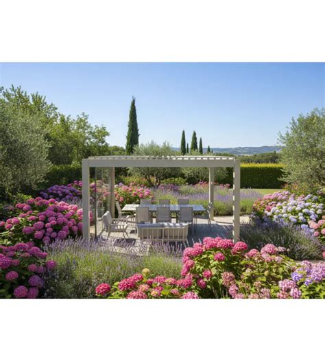 Pergola Bioclimatica Motorizzata Giardini Di Maggio Ulivo In Alluminio Beige 4x4x258 Mt