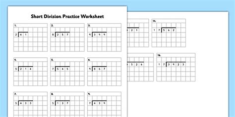 Standard Algorithm Math Division Worksheets