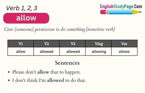 Allow Verb 1 2 3 Past And Past Participle Form Tense Of Allow V1 V2 V3