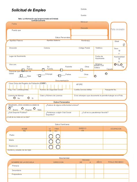 Solicitud De Empleo Bonita Editable Pc Pdf