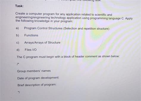 Solved Task Create A Computer Program For Any Application Chegg