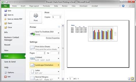 Prevent Charts From Printing In Excel