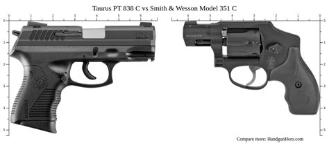Taurus Pt 838 C Vs Smith And Wesson Model 351 C Size Comparison Handgun